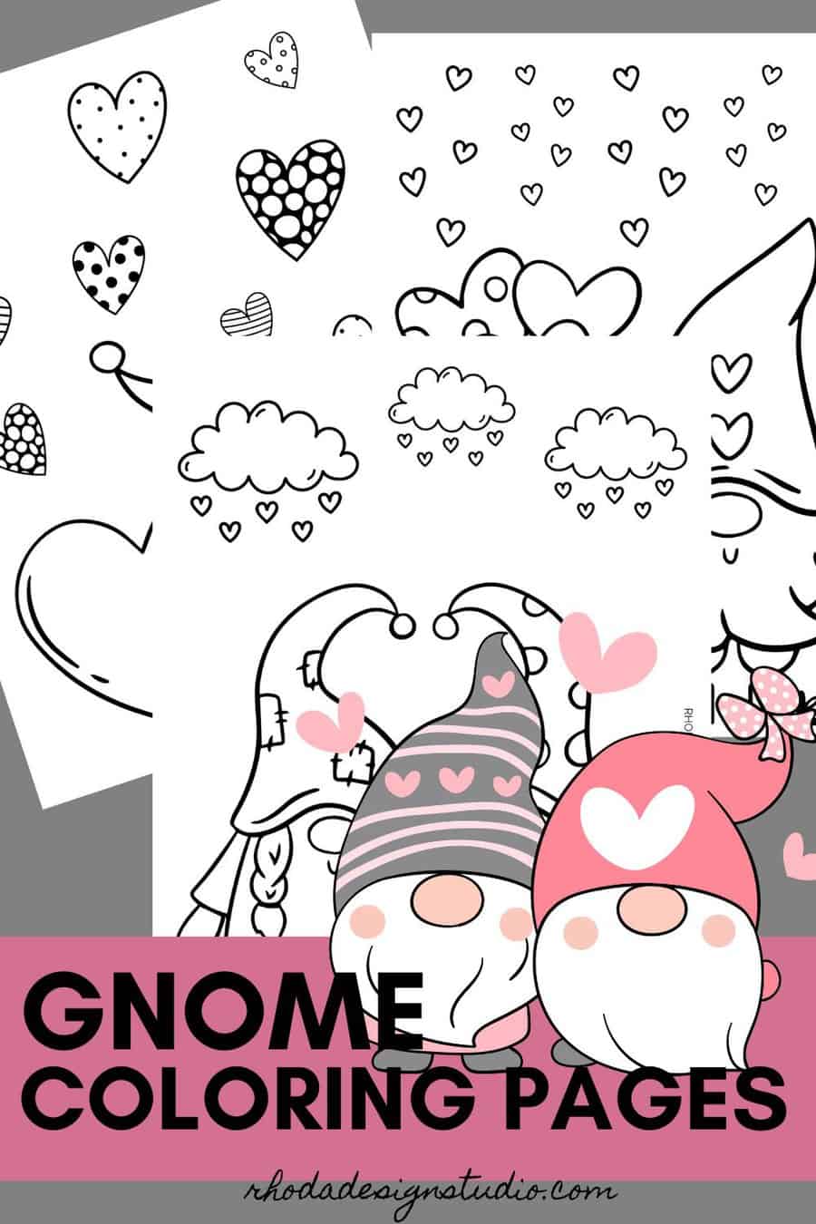 Free Printable Gnome Valentines and Coloring Pages