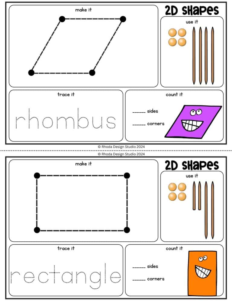 12 Free Hands on Learning 2D Shapes Activities with Toothpicks