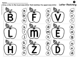 Free Set of Apple Themed Letter Matching Worksheets