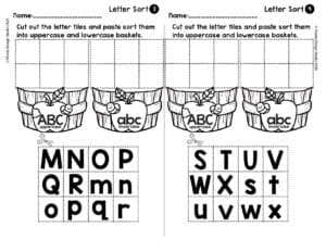 Free Apple Letter Sort Worksheets for Pre-K and Kindergarten