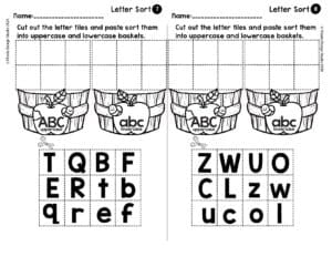 Free Apple Letter Sort Worksheets for Pre-K and Kindergarten