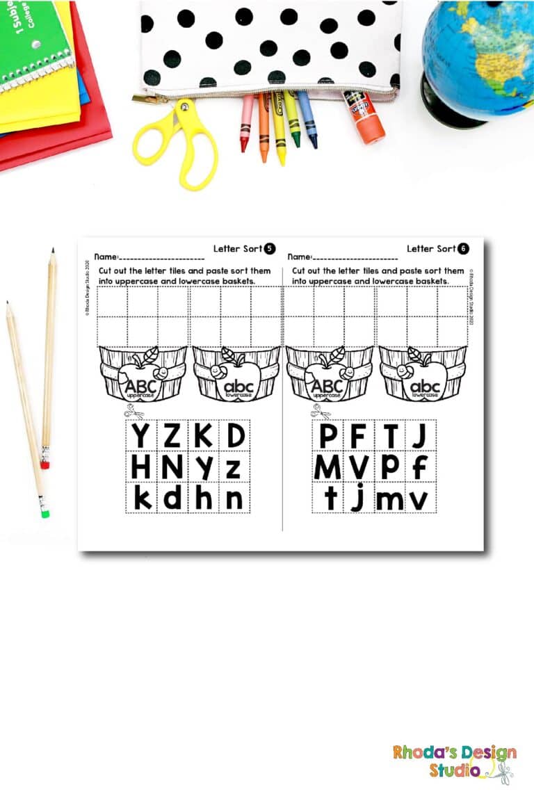 Free Apple Letter Sort Worksheets for Pre-K and Kindergarten