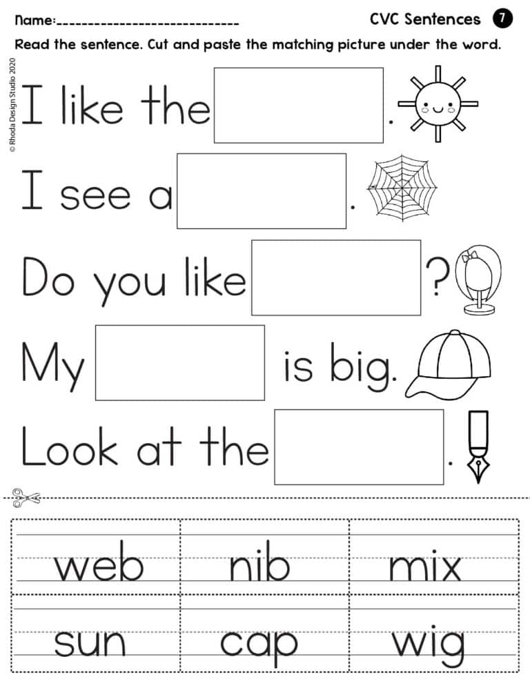 I Can Read CVC Sentences: 10 Free Reading Worksheets
