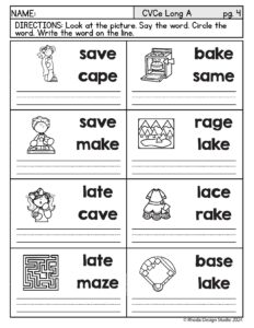 CVCe Words: A Set of Free Long A Worksheets for Educators and Parents