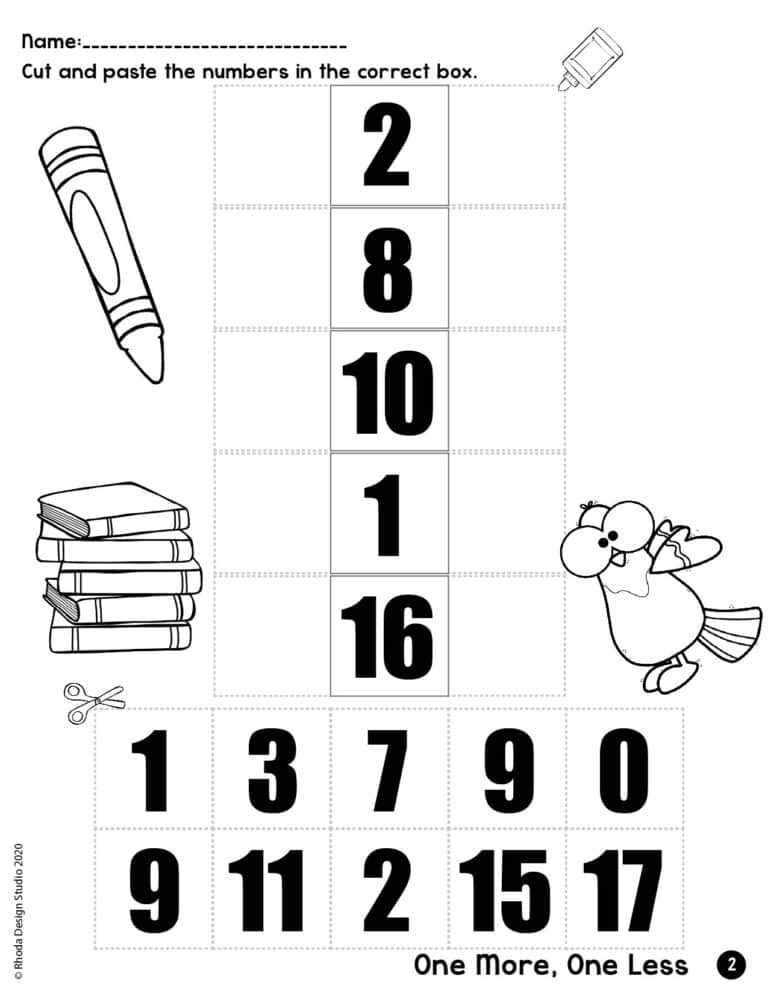 Free One More One Less Worksheets for Number Sequences