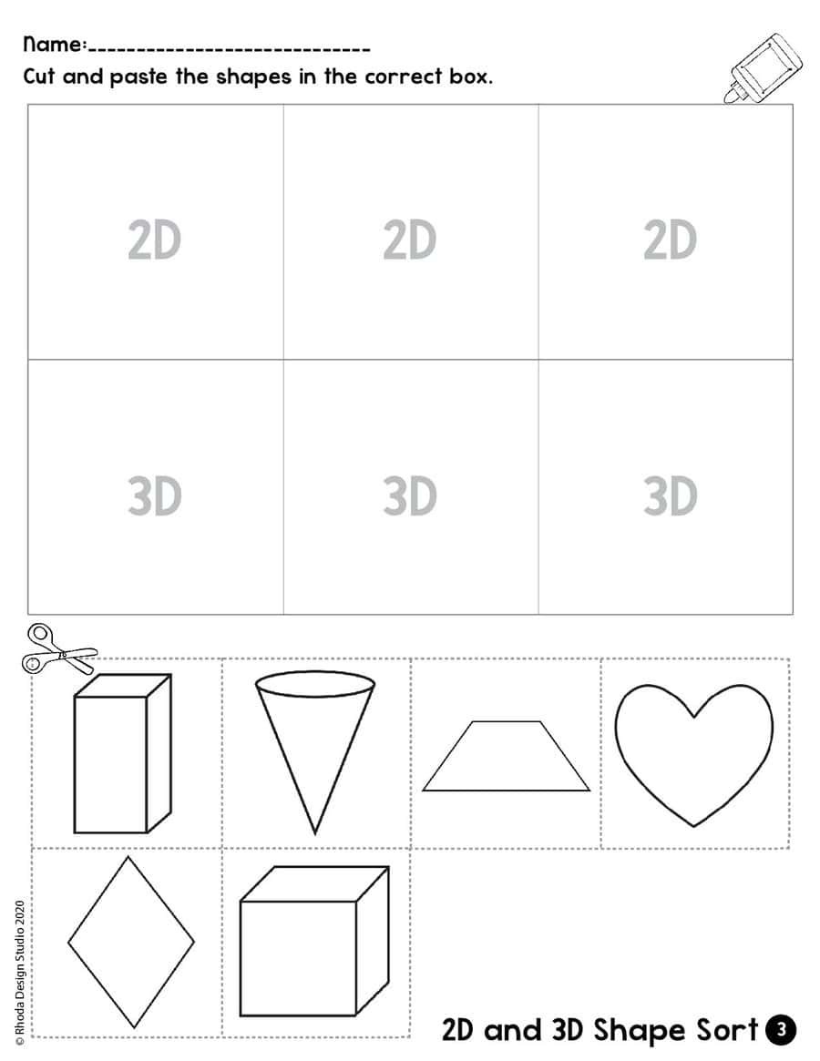 Sorting 2D and 3D Shapes: Free September Worksheets for Kindergarten