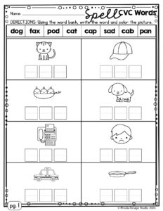 Free CVC Spelling Worksheets: Word Work Practice
