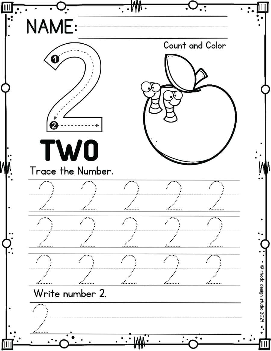 Counting Worms Free Number Tracing Worksheets