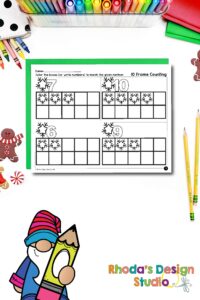 10 Frame Counting: Way to Make 10 Worksheets with Snowflakes