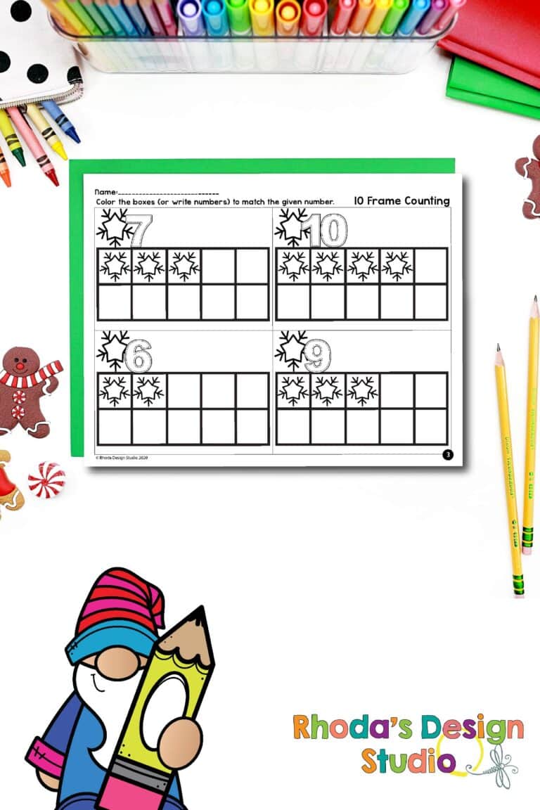 10 Frame Counting: Way to Make 10 Worksheets with Snowflakes