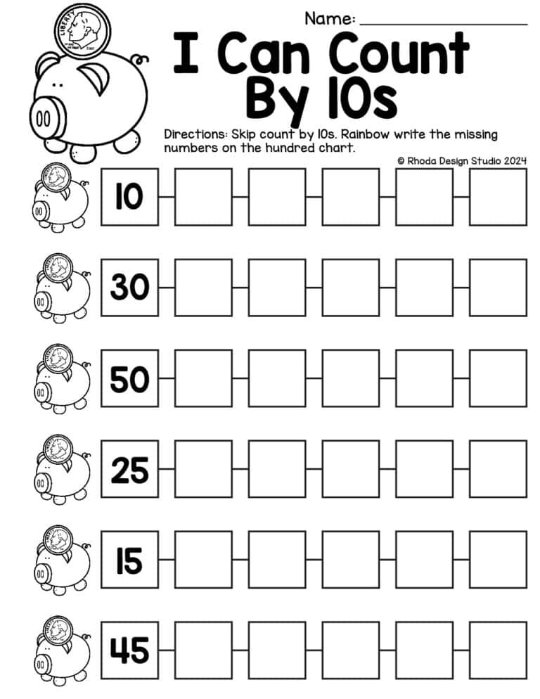 I Can Count: Skip Counting by 10s Worksheets