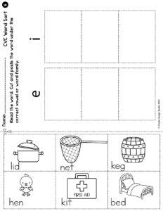 CVC Word Sort Worksheets: Easy Early Literacy Practice