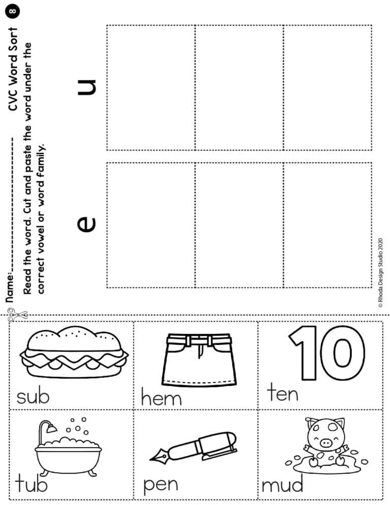 CVC Word Sort Worksheets: Easy Early Literacy Practice
