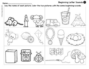Free Same Beginning Letter Sounds Worksheets for Early Literacy