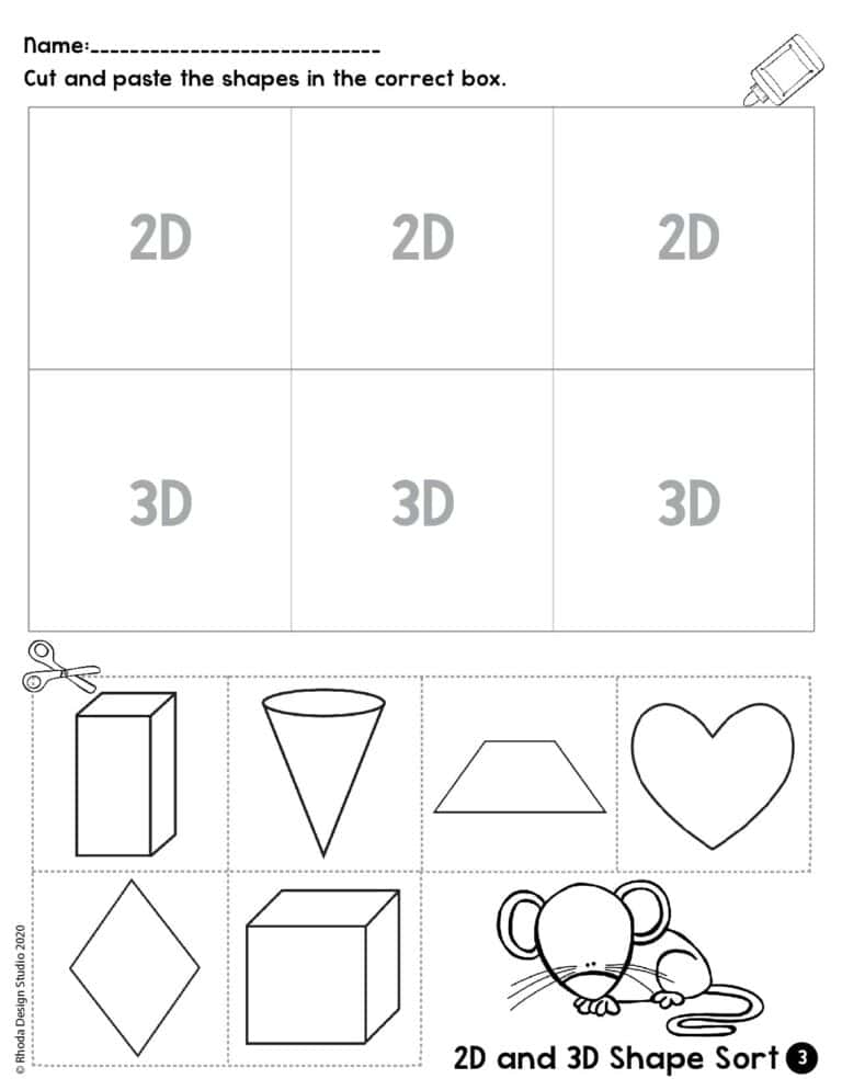 Halloween Shape Sort: 2D and 3D Shape Worksheets