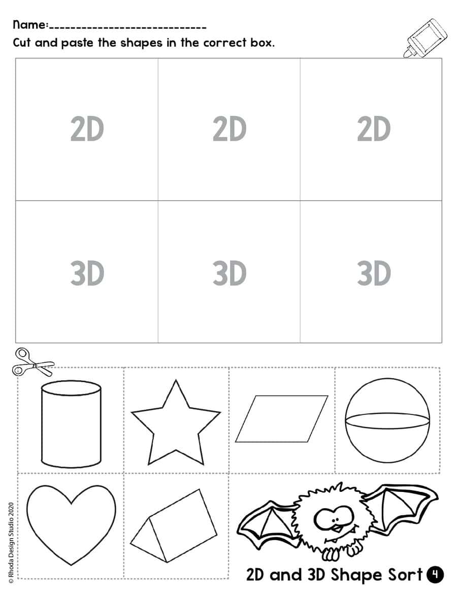 Halloween Shape Sort: 2D and 3D Shape Worksheets