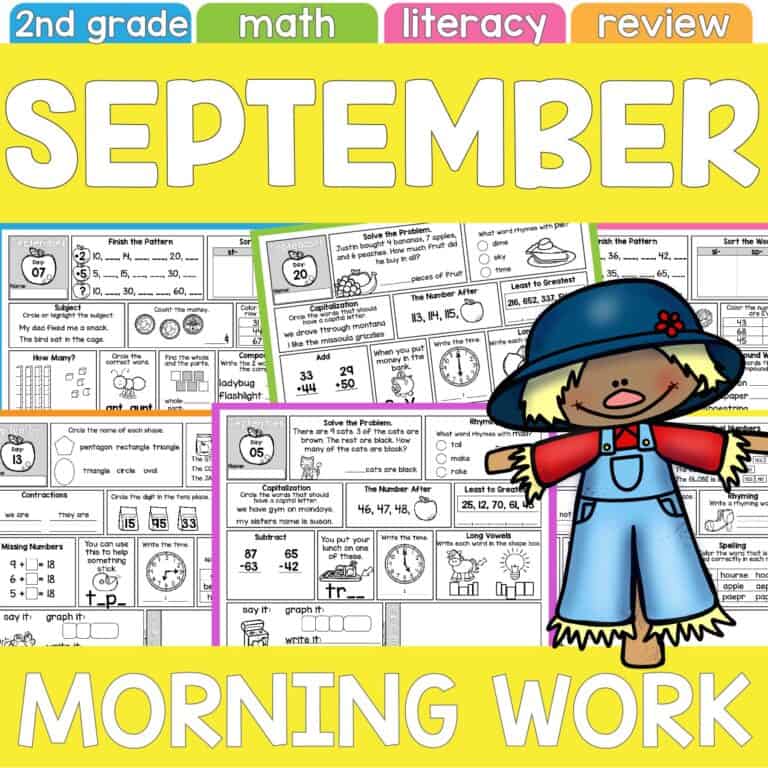 Free August Morning Bell Work Worksheets for 2nd Grade