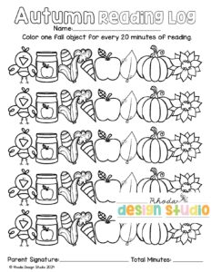 Free Printable Fall Reading Logs for Autumn Homework and Tracking