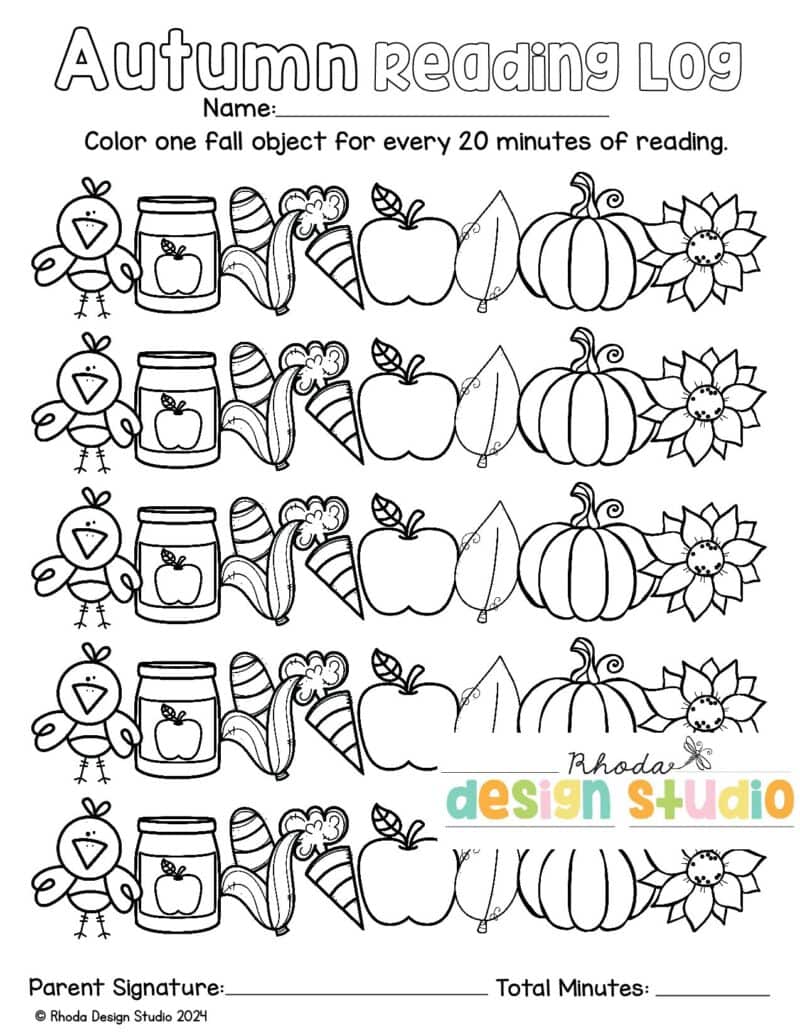 Free Printable Fall Reading Logs for Autumn Homework and Tracking