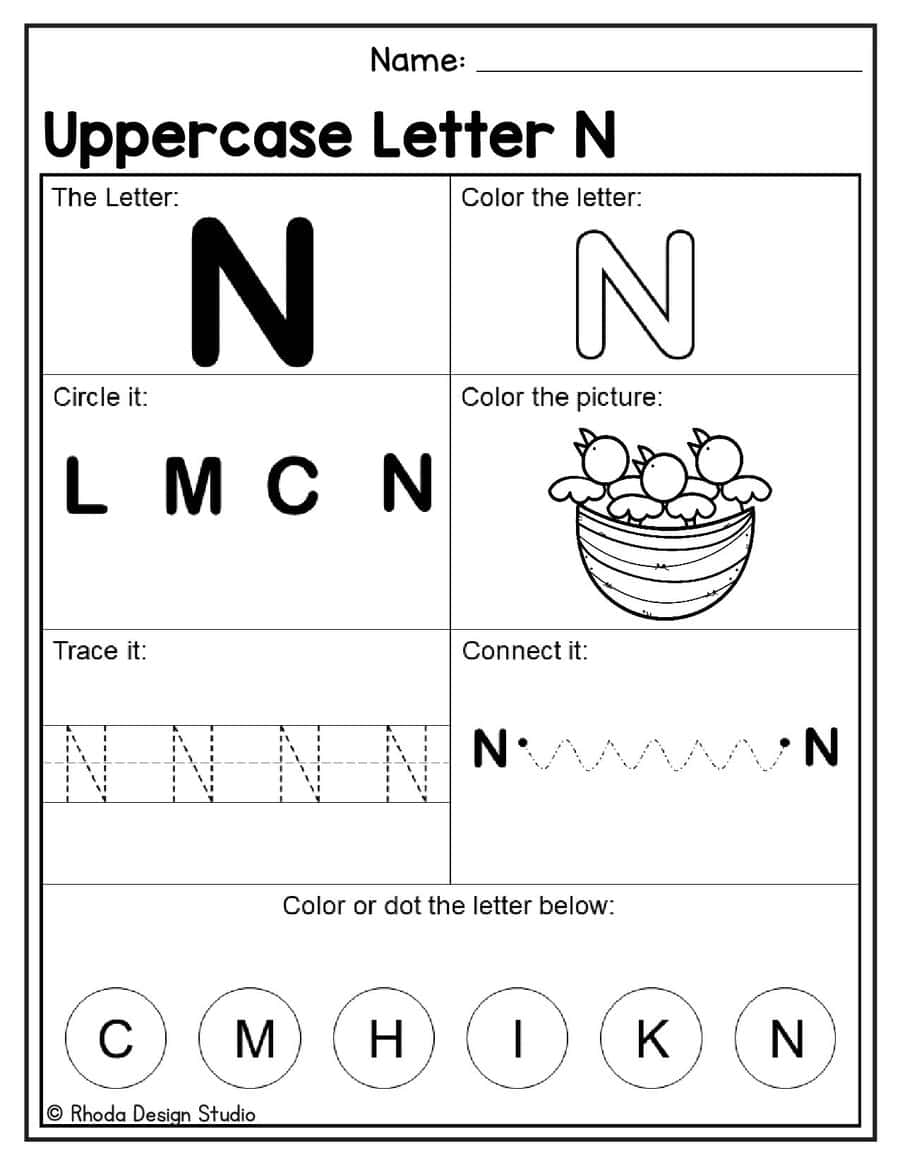 Letter N Coloring Pages