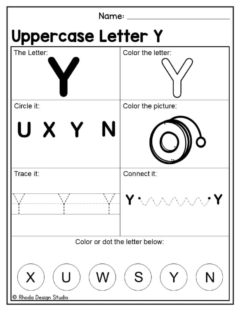 Letter Y Coloring Pages