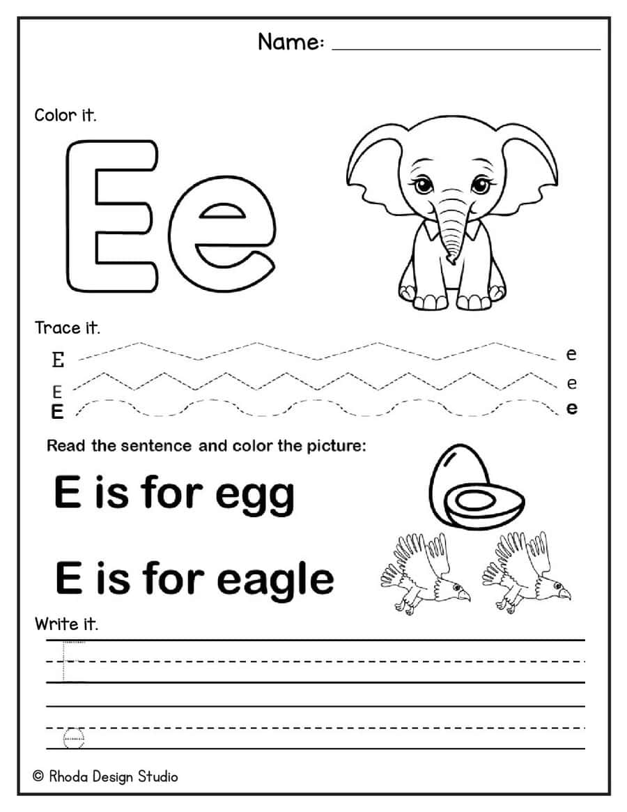 Letter E Coloring Pages