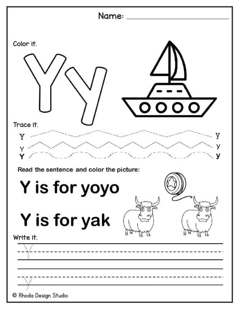 Letter Y Coloring Pages