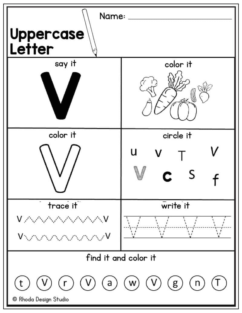 Letter V Coloring Pages