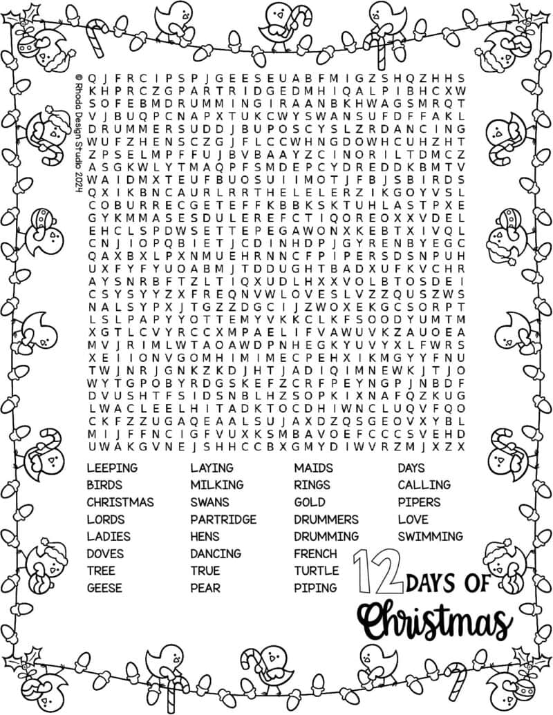 25 Free Christmas Word Searches
