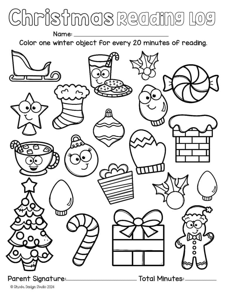 Free Printable Christmas Reading Logs for Homework and Tracking