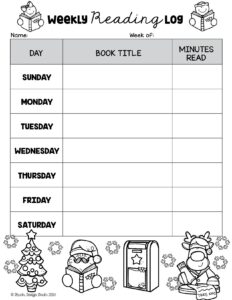 Free Printable Christmas Reading Logs for Homework and Tracking