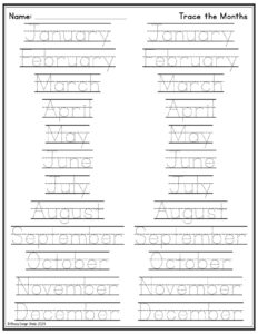 Months of the Year Worksheets and Handwriting Practice