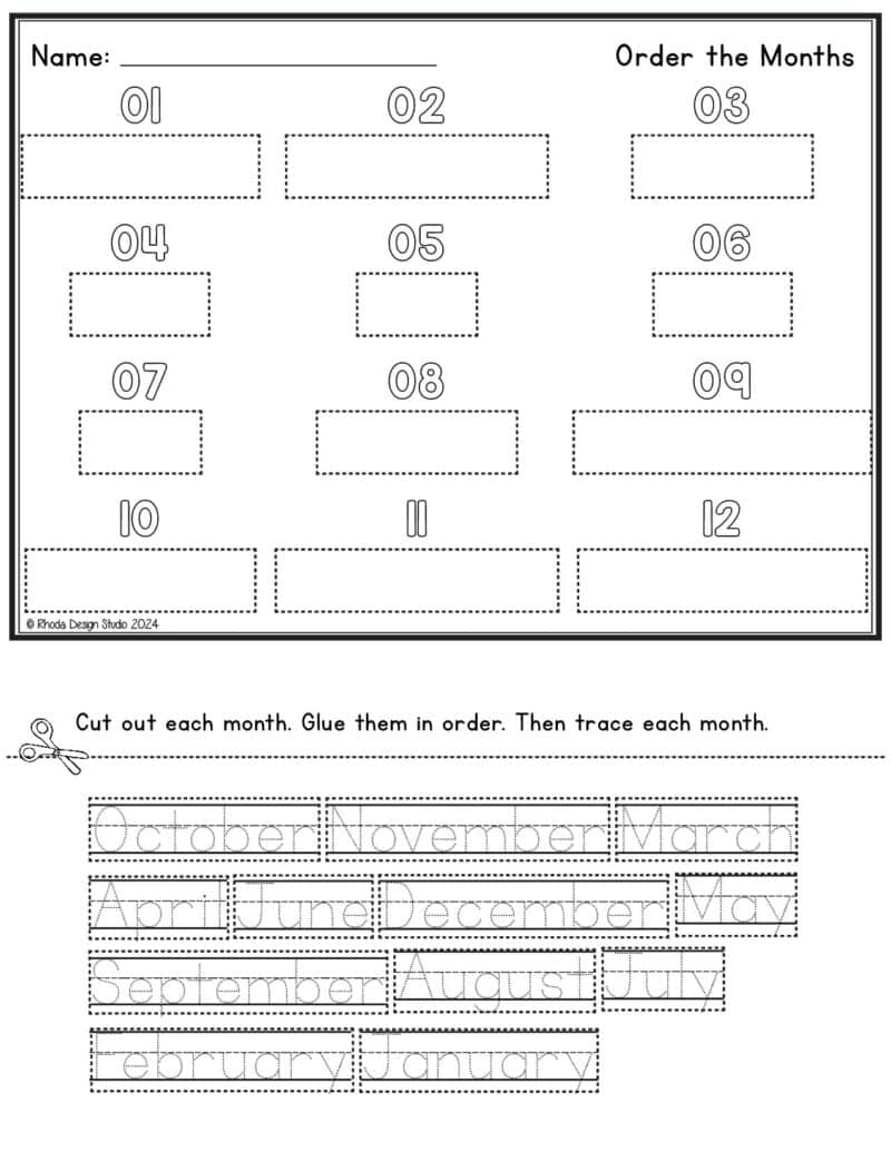 Months of the Year Worksheets and Handwriting Practice