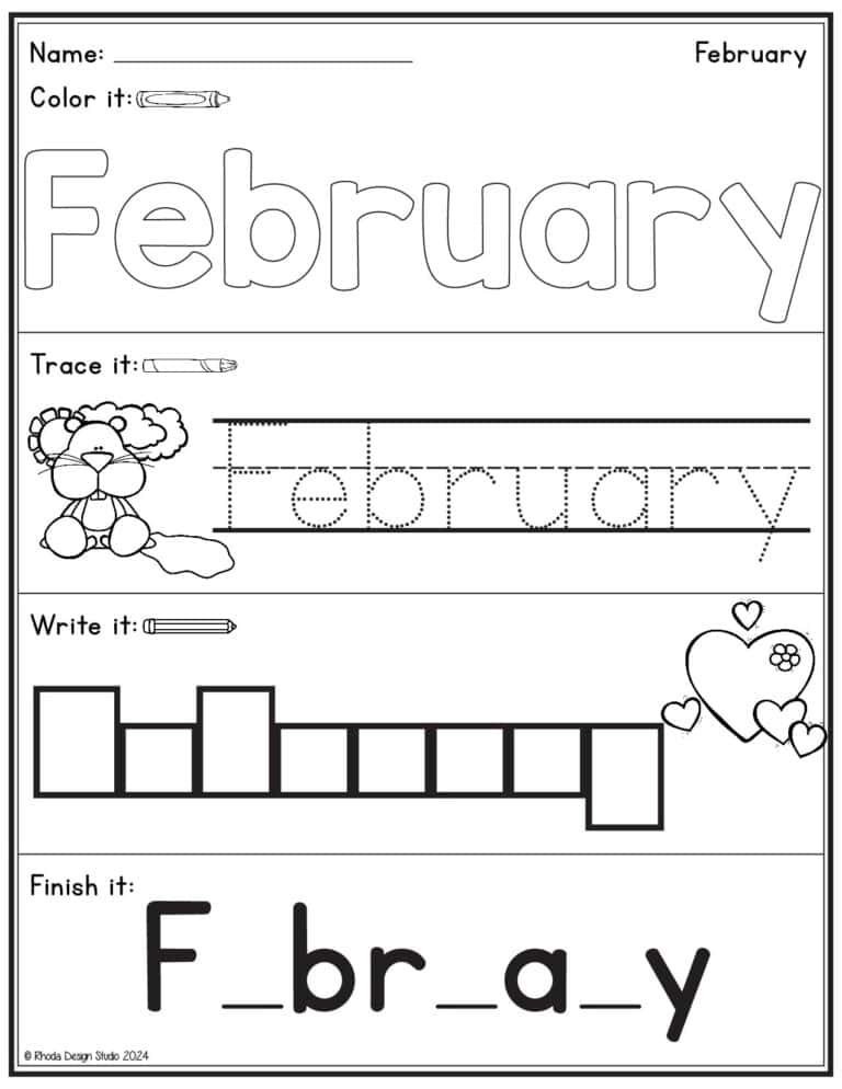 Months of the Year Worksheets and Handwriting Practice