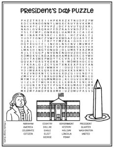 President's Day Word Search Puzzles for Kids