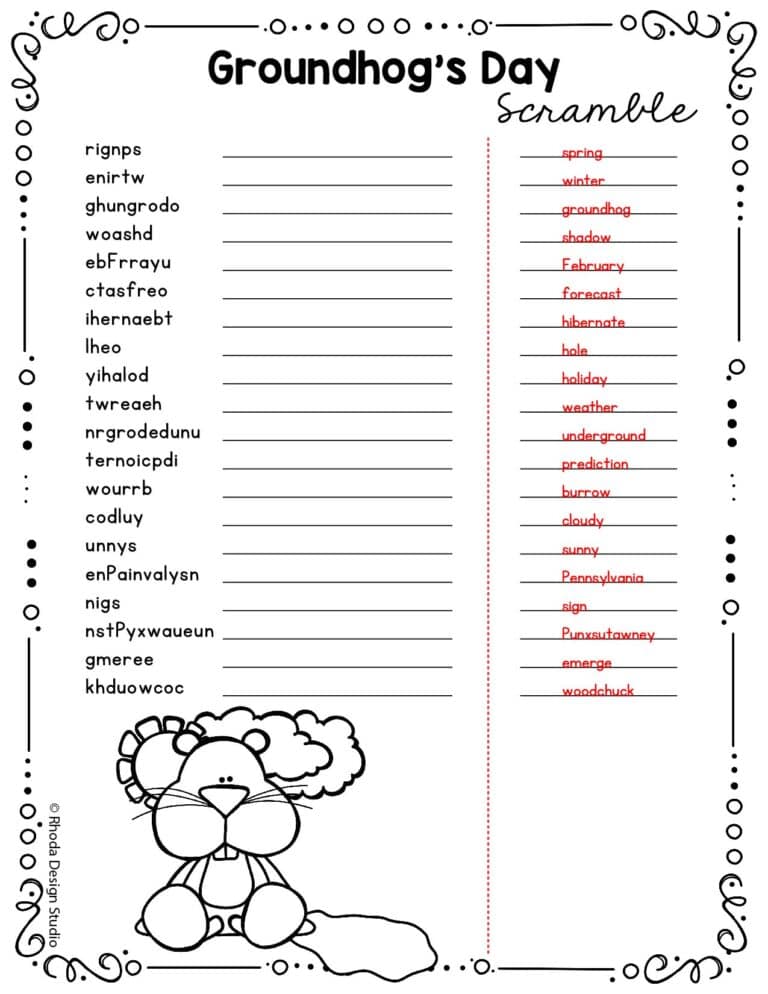 Free Groundhog's Day Activities and Coloring Pages