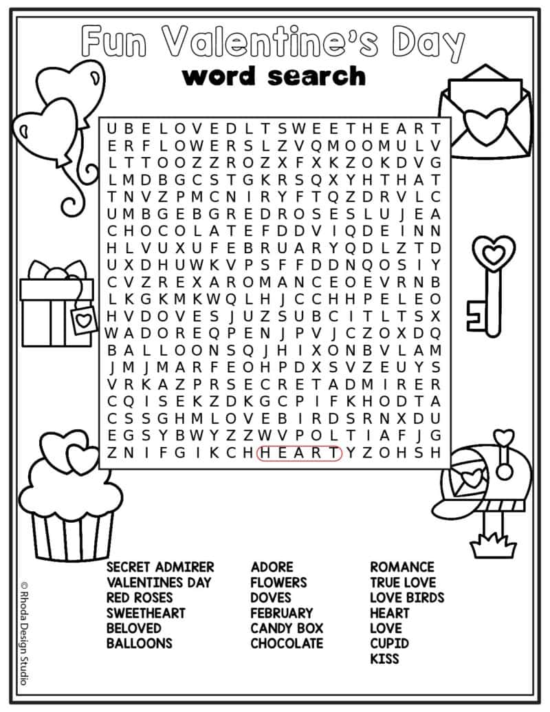 Free Valentine's Day Word Search Puzzles