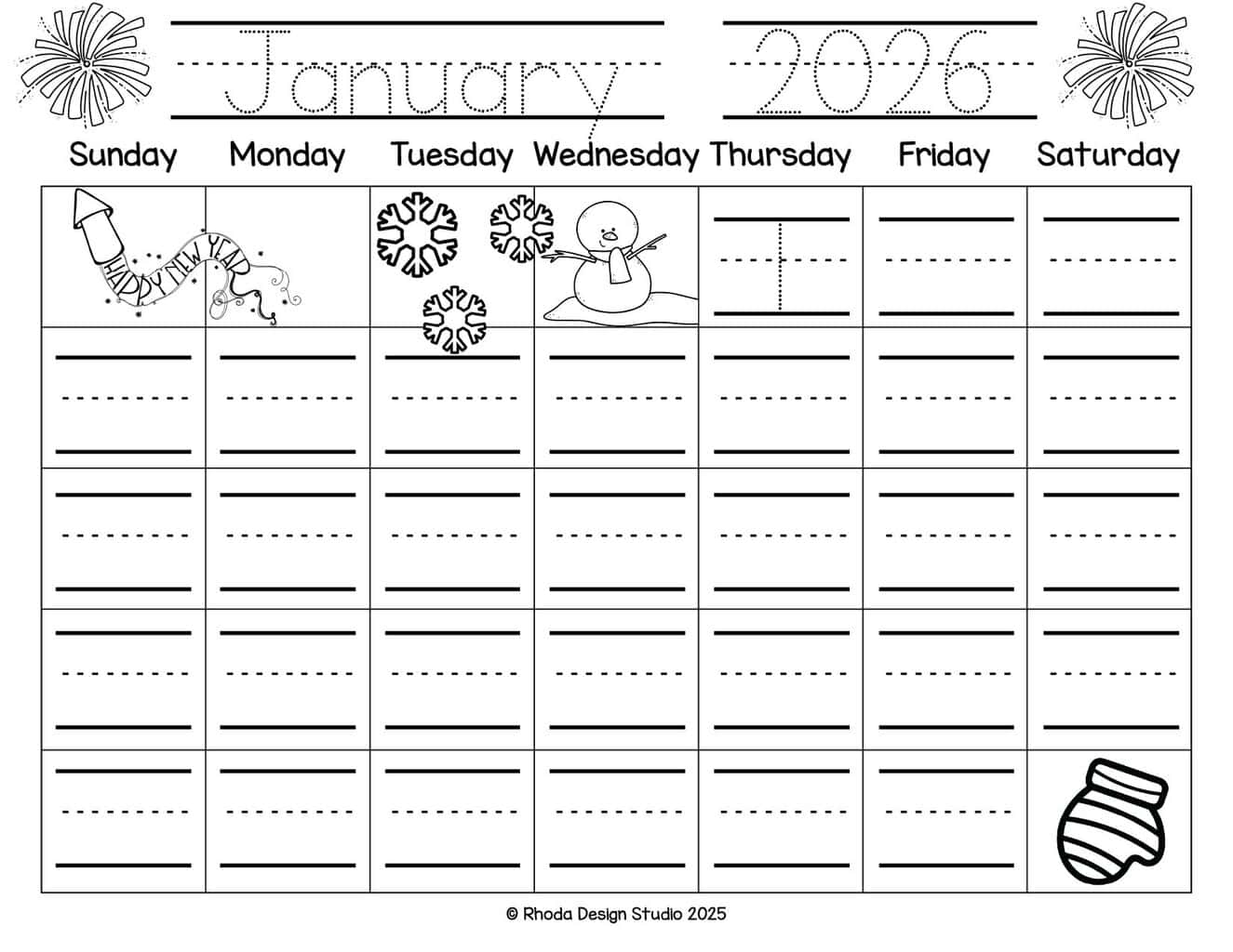 Free 2026 Traceable and Fillable Calendars for Kids