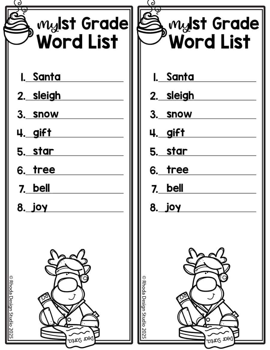 Free Christmas Spelling Lists: Festive Word Work