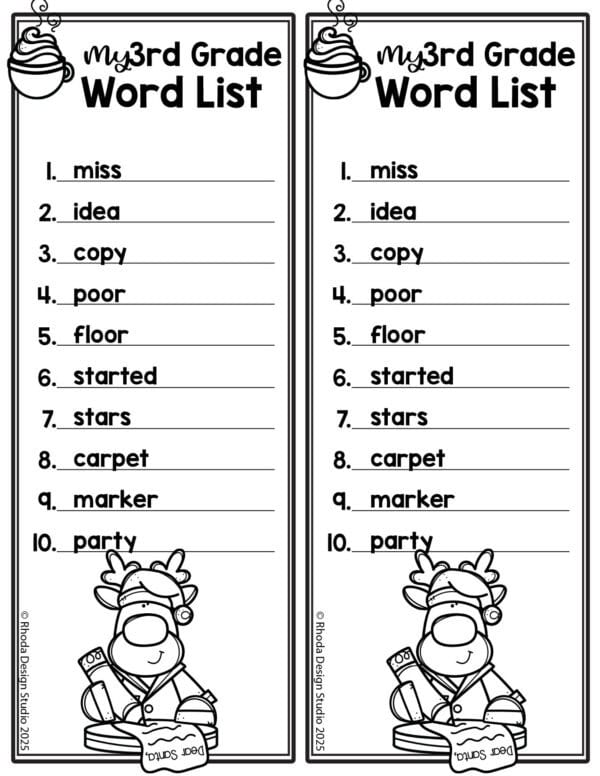 Free Christmas Spelling Lists: Festive Word Work