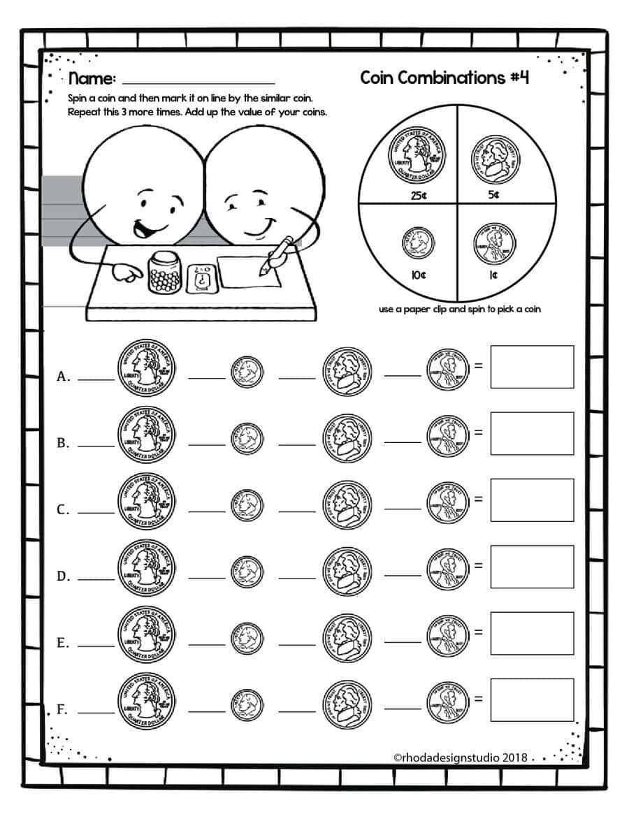 Free Counting Coins and Coin Combinations up to $1.00