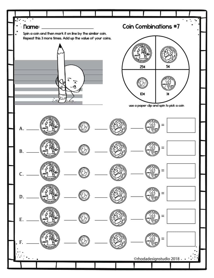 Free Counting Coins and Coin Combinations up to $1.00