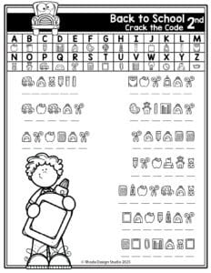 Back to School Crack the Code Worksheet Puzzles