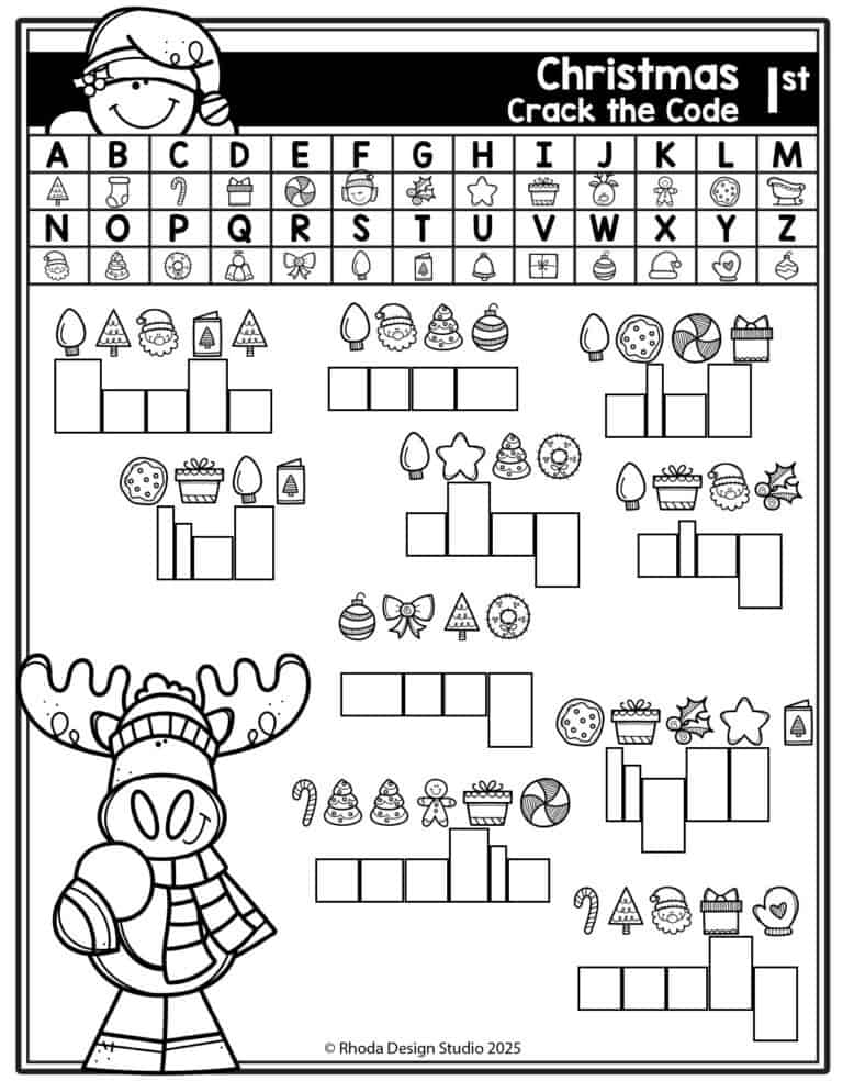 Christmas Crack the Code Worksheets: Puzzles for Grades K–4