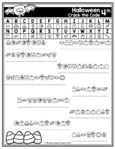 Halloween Crack the Code Worksheets: Puzzles for Grades K–4