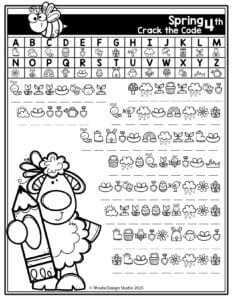Spring Crack the Code Worksheets: Puzzles for Grades K–4