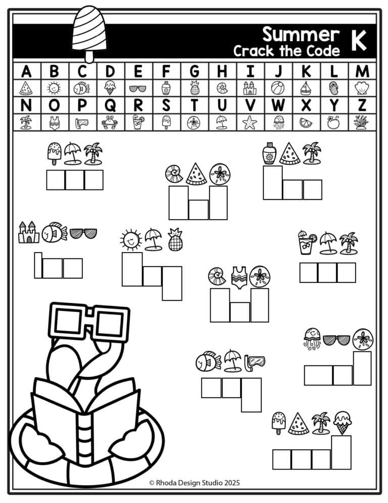 Free Summer Crack the Code Puzzles and Worksheets