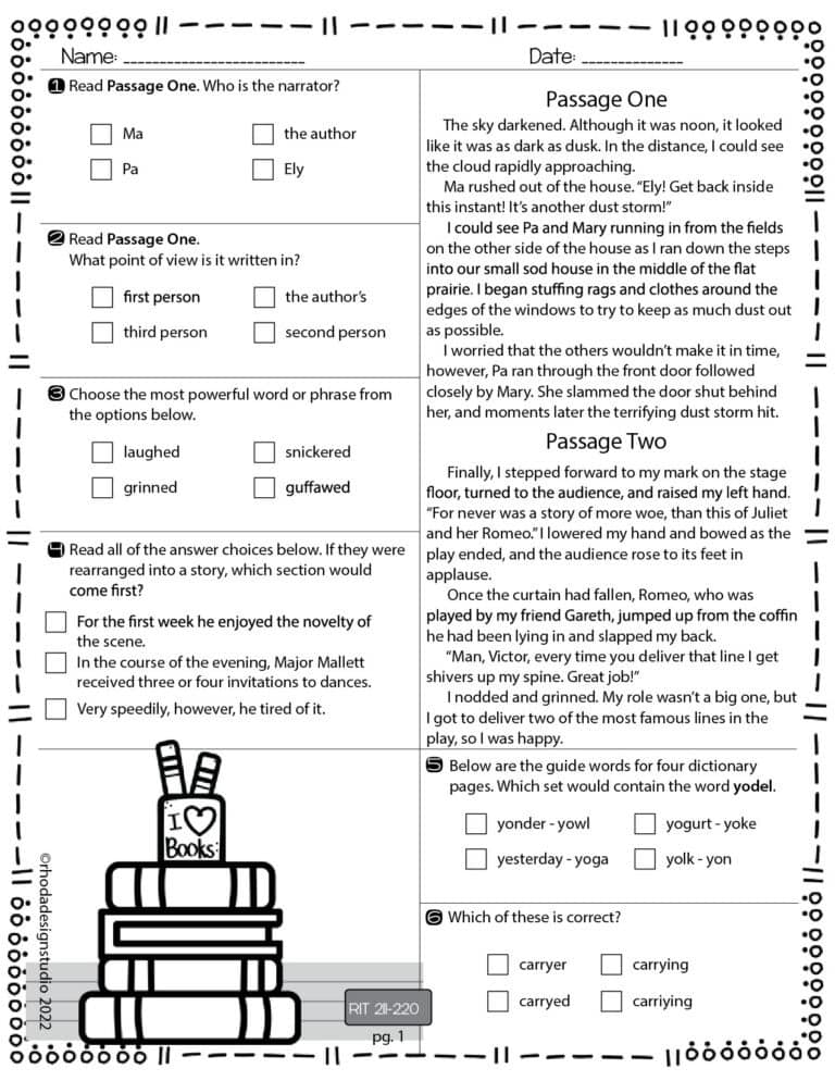 Reading Fluency Activities for NWEA RIT Bands 121-230