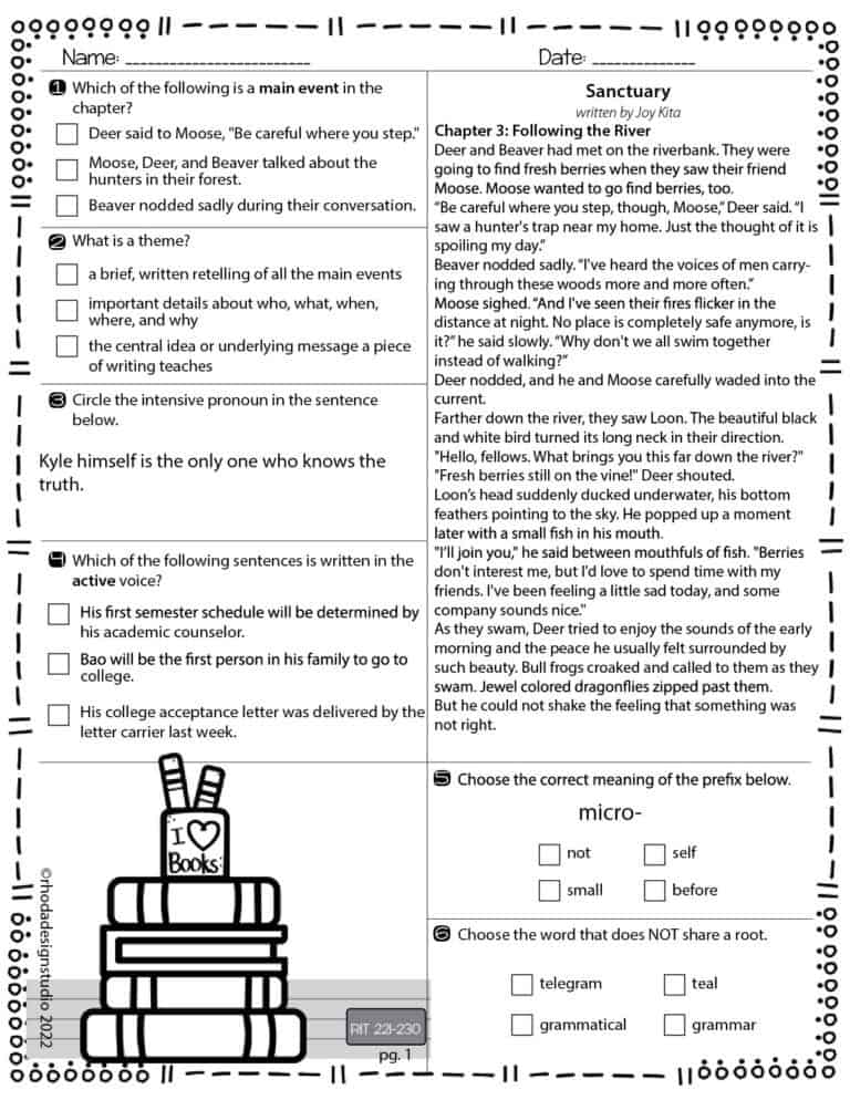 Reading Fluency Activities for RIT Band Levels 131–230