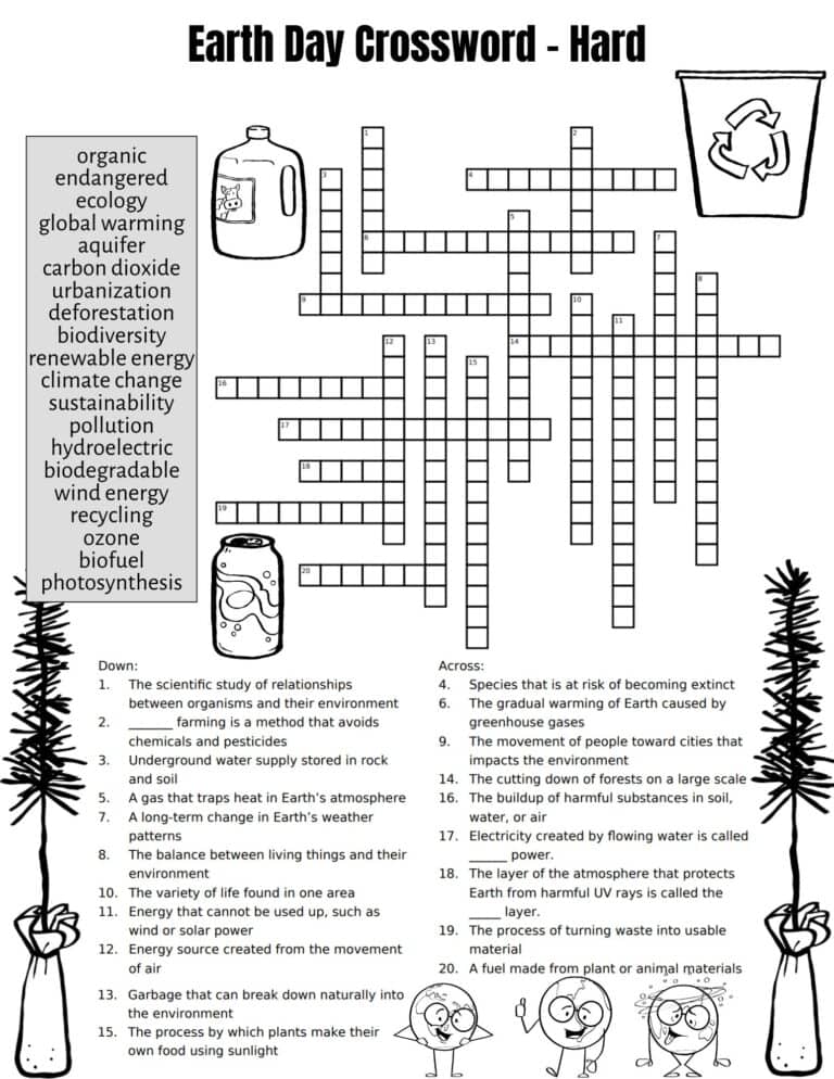 Free Earth Day Crossword Puzzles